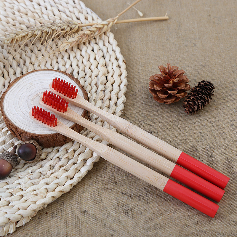 Red wooden handle toothbrush | TGN Toothbrush Manufacturers